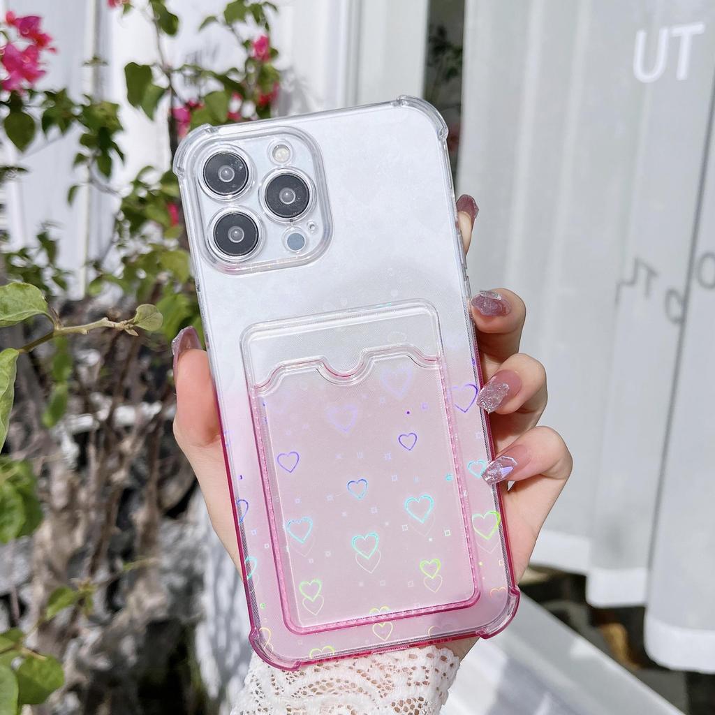 Buy Gradual Card nsertion Transparent TPU Four Corners Fall Prevention Phone Case For iPhone 14 ...