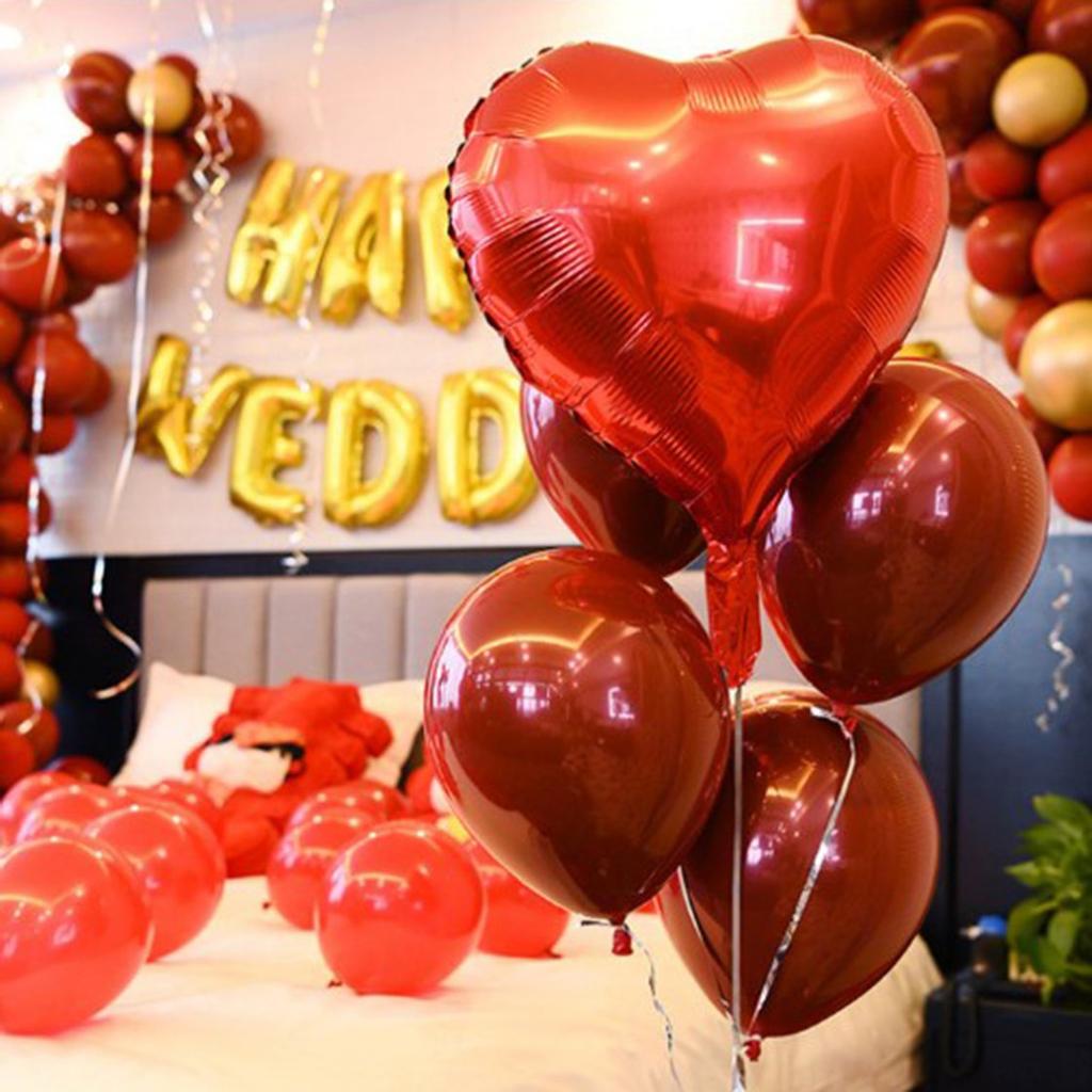 50pcs 10 Inch Red Foil Round Heart Balloons Marriage Helium Inflatable ...