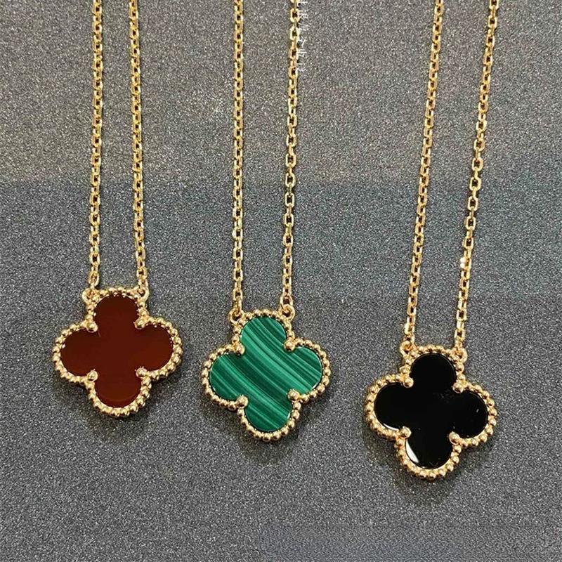 Buy Four-leaf Clover Single Flower Necklace Women's Medium Carnelian ...