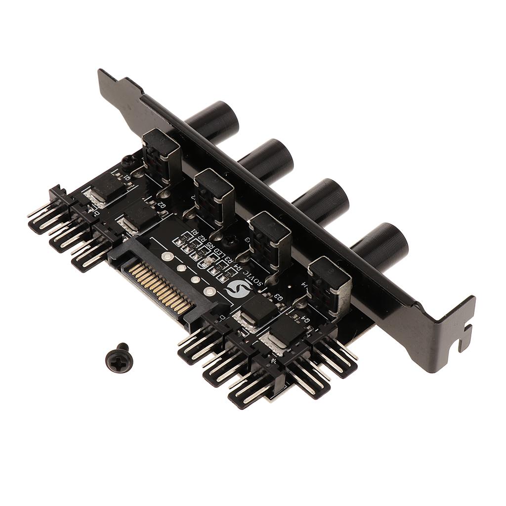 Buy 8 Channel Computer PCI Fan Controller Adjustable Speed Hub Splitter ...