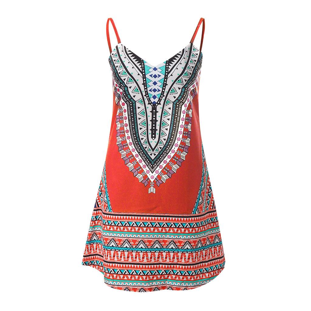 Buy GW Womens Fashion Summer Print Color Block Sleeveless Dress A-Line ...