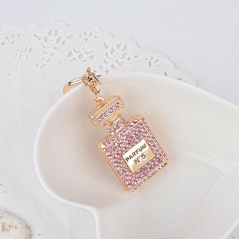 Buy Crystal Rhinestone Perfume Bottle Keychain Keyring Purse Bag Charm ...