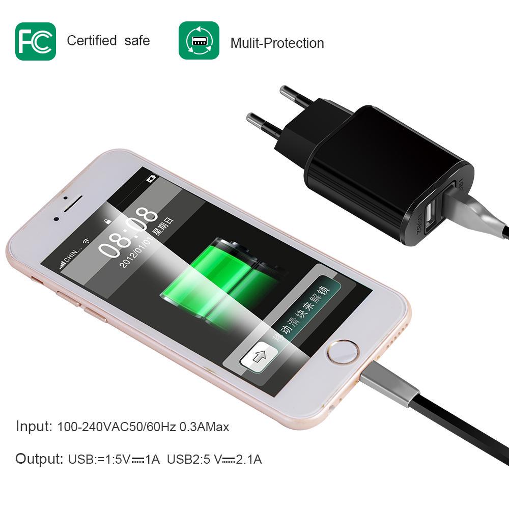 Buy Universal 2 Ports EU Plug USB Charger 5V 2A Fast USB Adapter Travel ...
