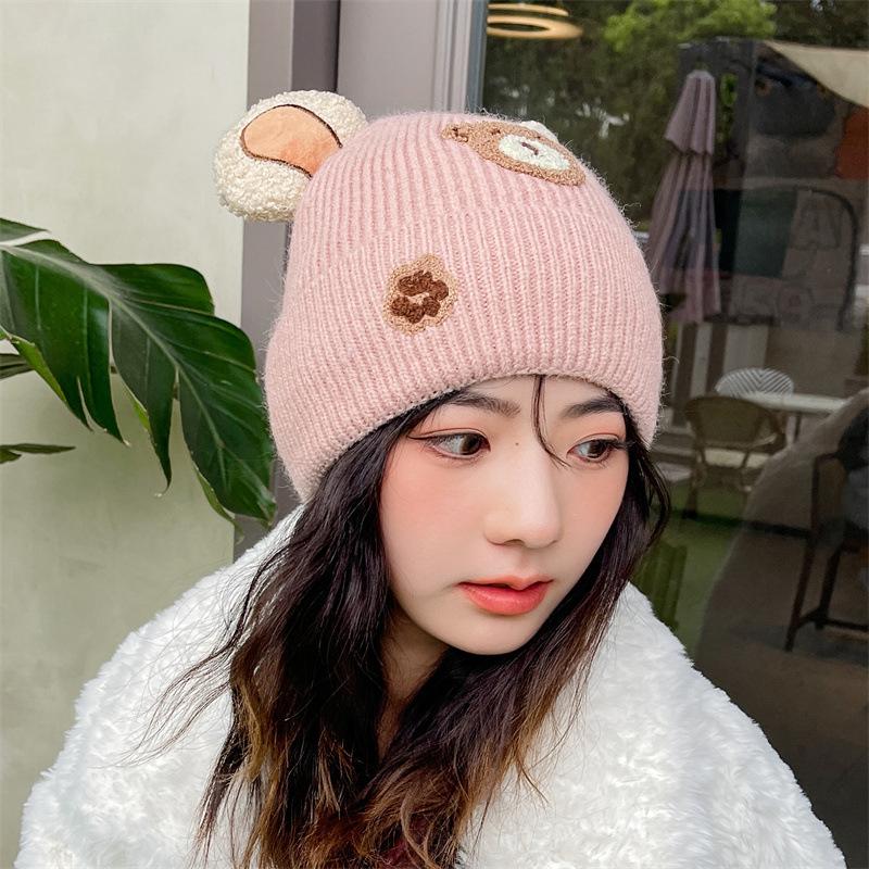 Buy Sweet Knitted Hat Wool Hat with Ears Autumn Winter Women Cap at ...