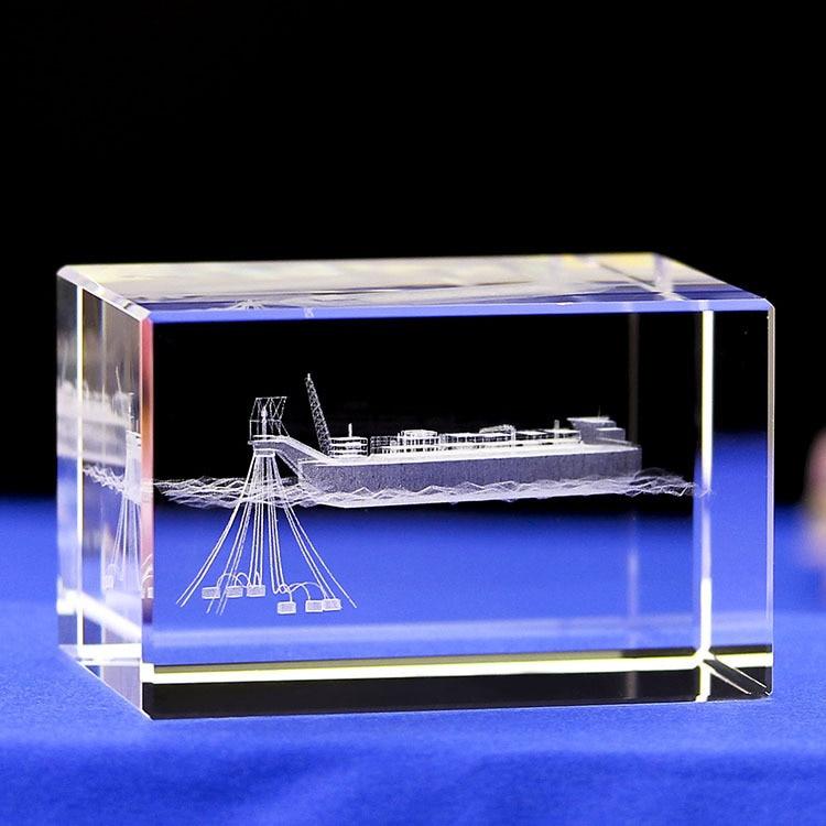 Transparent Crystal Glass 3D Carved Oil Recovery Vessel Crafts Glass ...