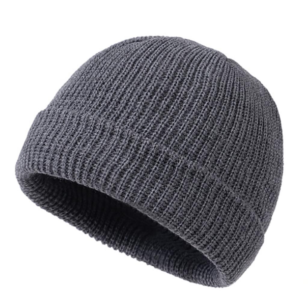 Satın alın Unisex Winter Ribbed Knit Trawler Cuff Beanie Hat Solid ...