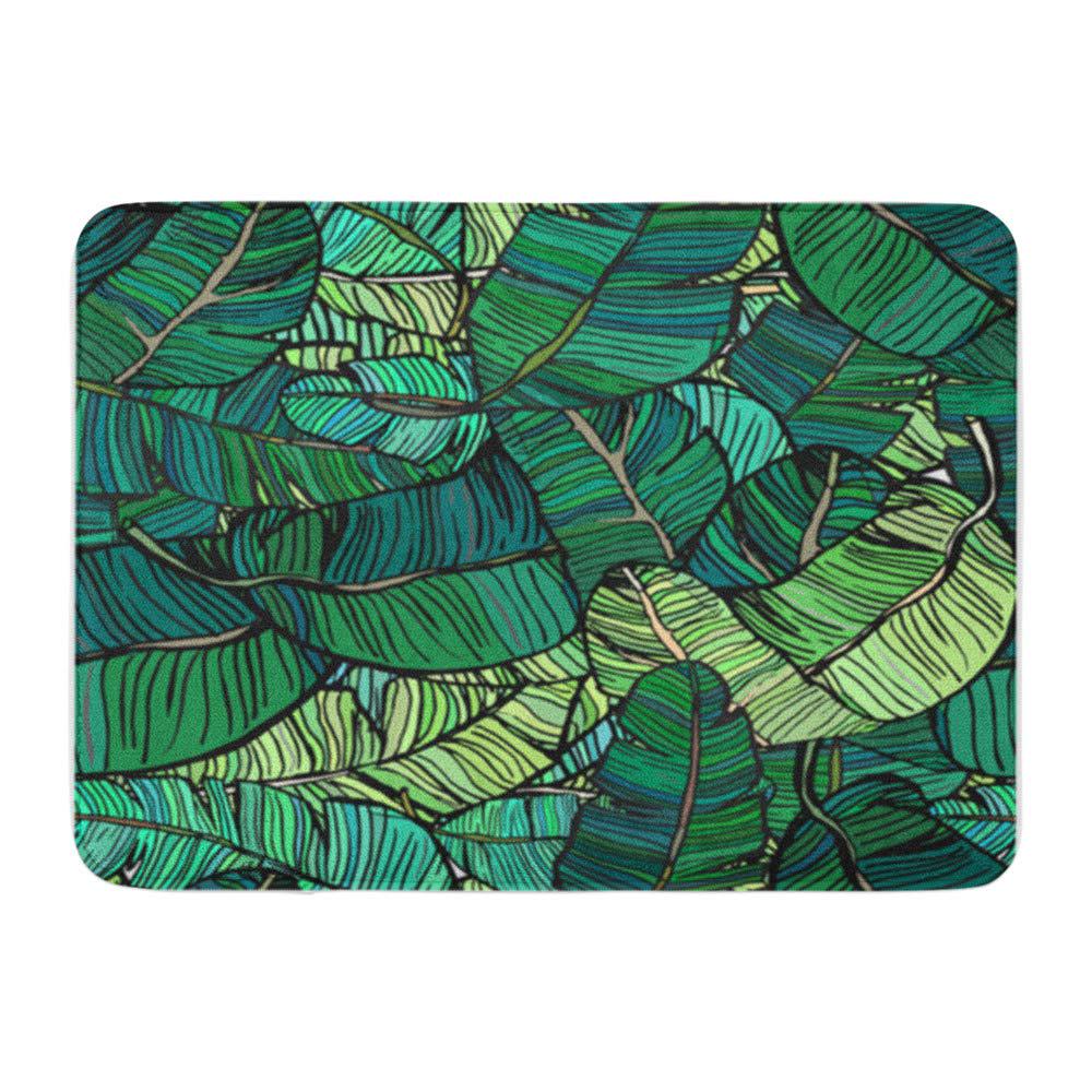 Buy Pattern Banana Tree Leaves Green Colourful Palm Retro Leaf Doormat ...