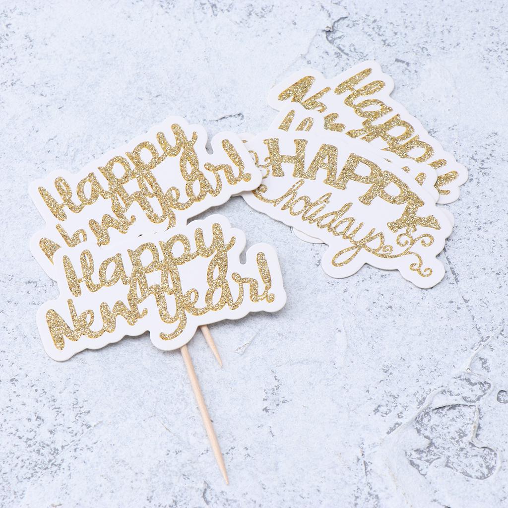 Buy 20 Pcs Cake Toppers Fashion 2020 Happy New Year Cake Picks Dessert ...