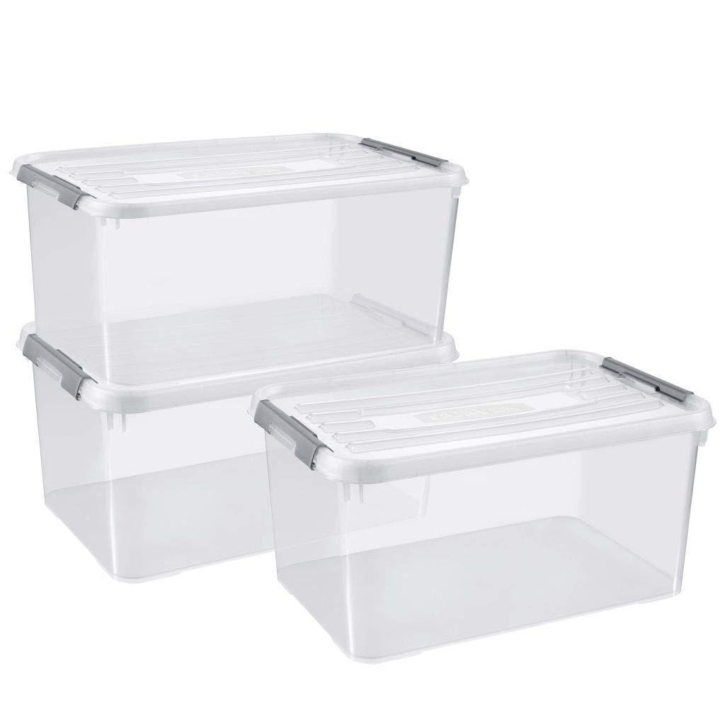 Buy Curver 243943 Set of 3 Transparent Plastic Storage Boxes 50l, 60 X ...