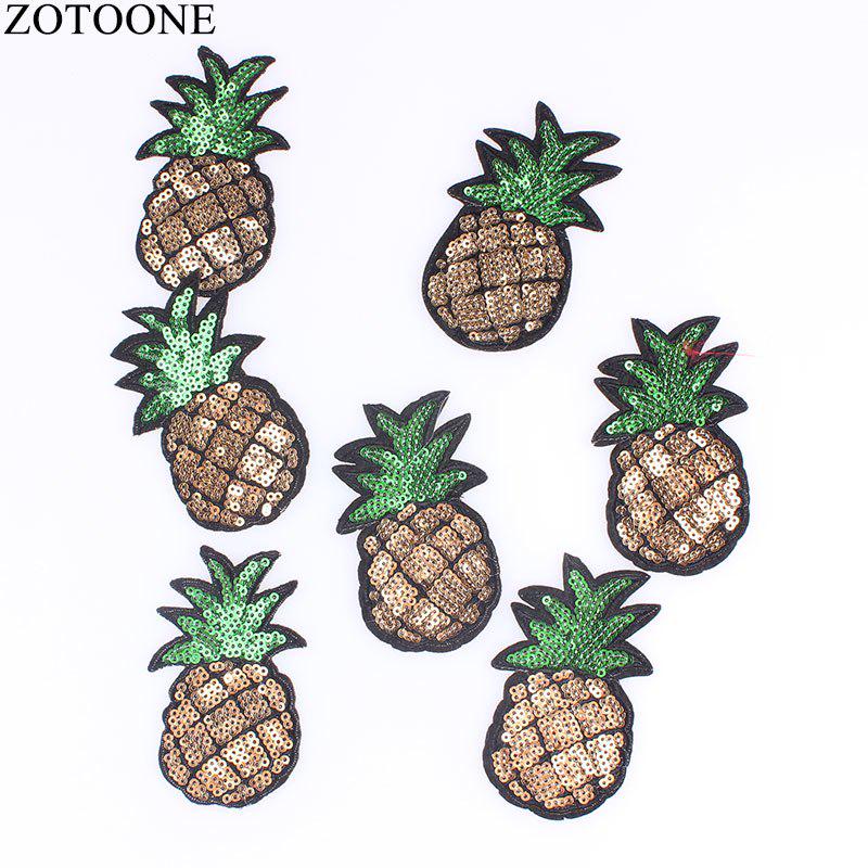 10Pcs Sequin Pineapple Patches Set Clothing Embroidered Applicaties Cartoon Iron on Patch ...