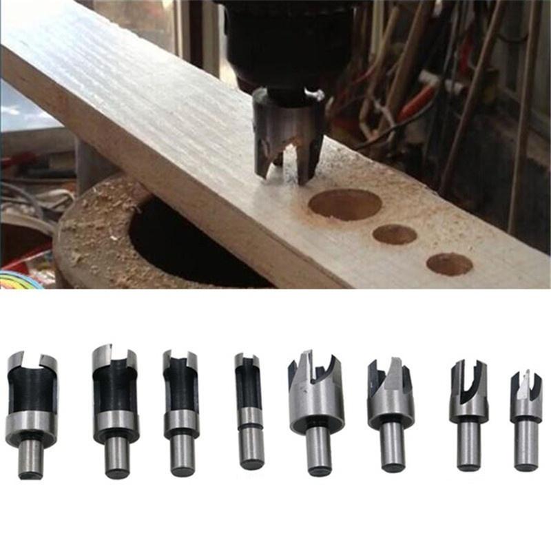 Buy 4/8Pcs Wood Plug Cutter Carbon Steel Drill Bits Straight Tapered ...