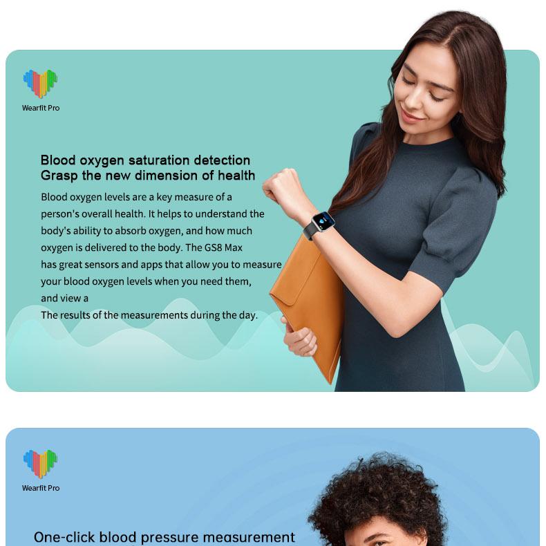 Buy GS8 MAX Smart Watch Men Women NFC Bluetooth Calling Blood Pressure Oxygen Remote Control ...