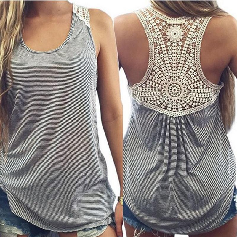 Buy Fashion Women Summer Lace Vest Top Sleeveless Casual Tank Blouse ...