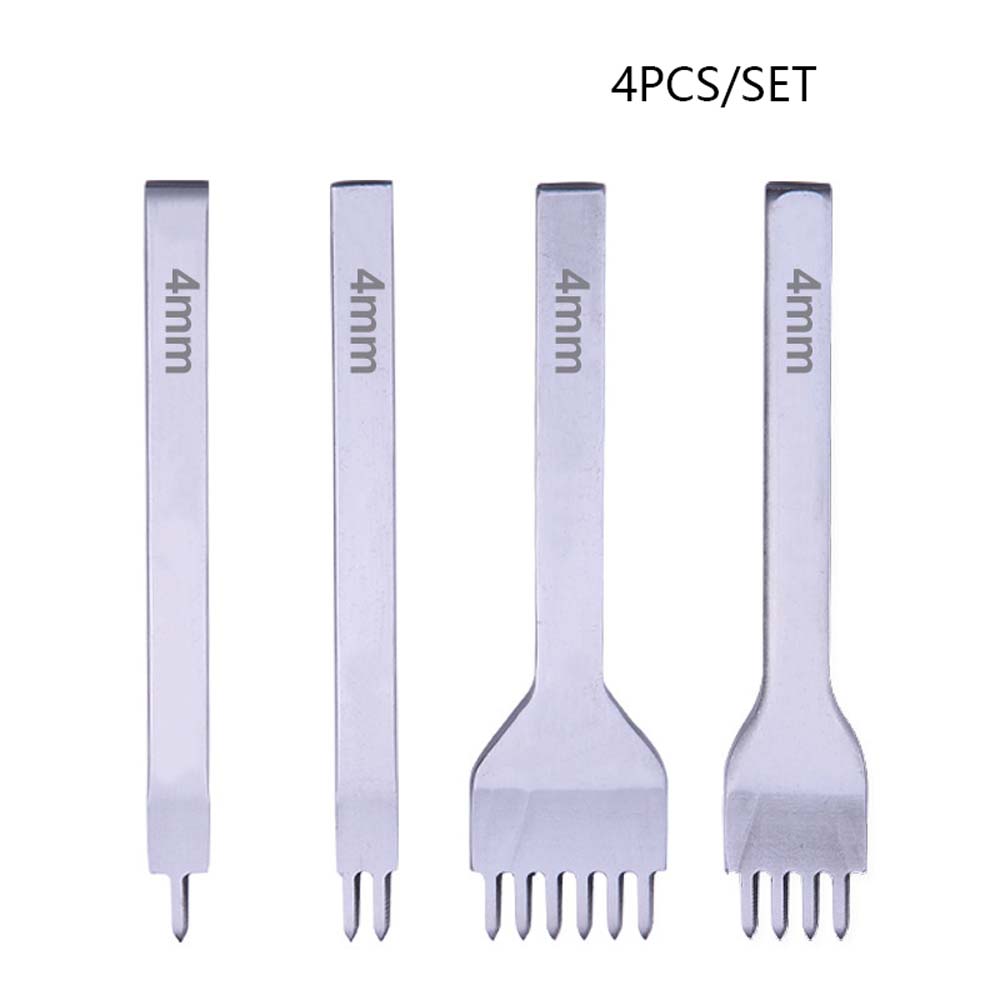 4pcs/Set 3 4 5 6mm Leather Tools White Steel Diamond Chop Handmade Leather Perforator Punch Tool ...