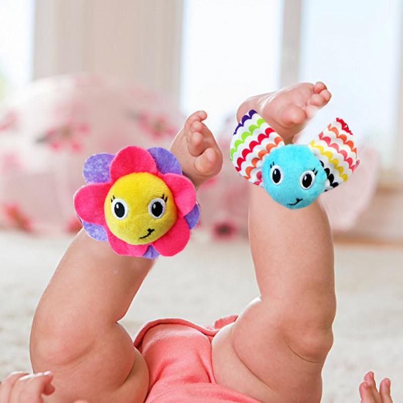 Buy 2Pcs Newborn Baby Cartoon Animal Wrist Strap Rattles Sock Rattles ...