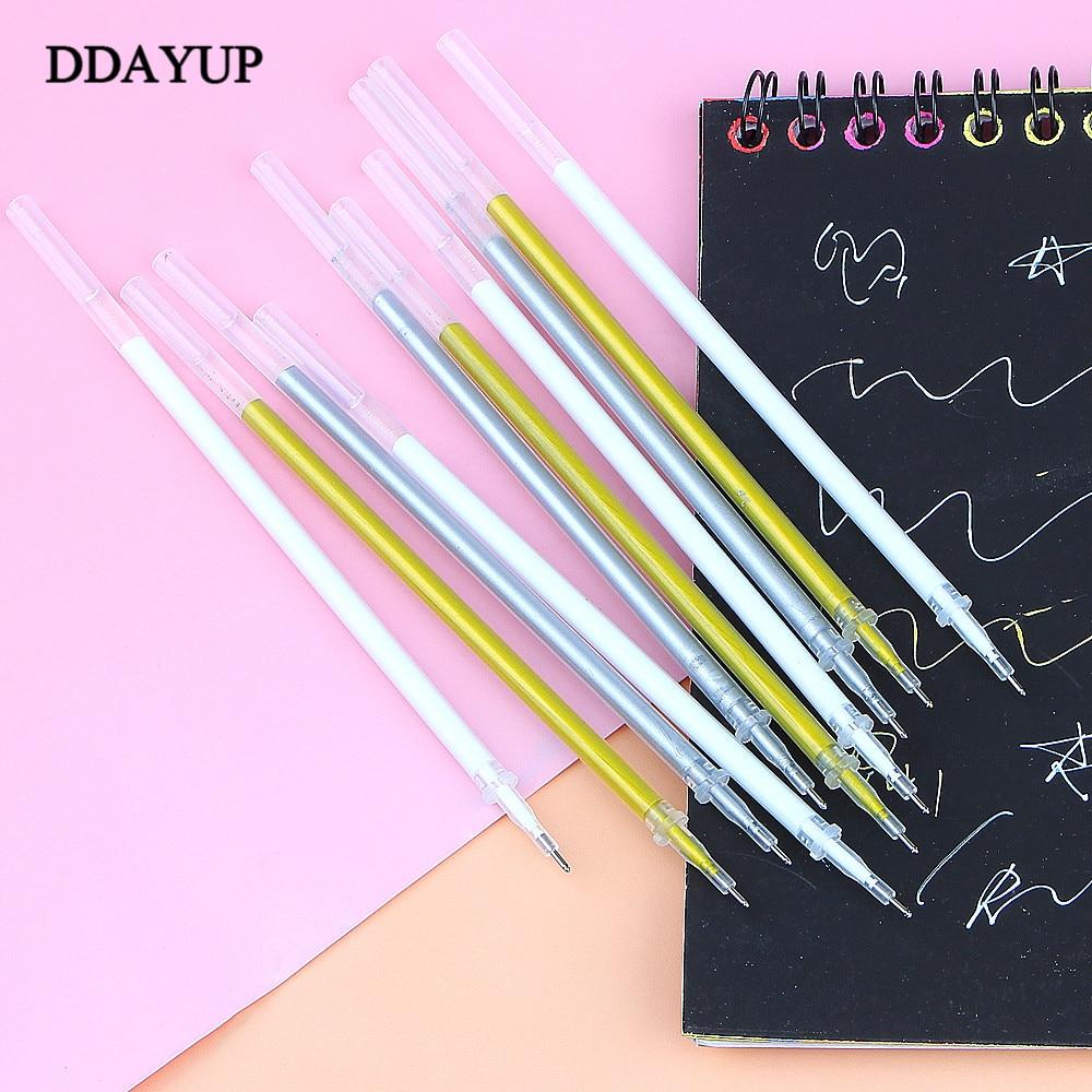 Buy 10Pcs 0.8mm White Gold Silver Gel Pen Refill Photo Album Pen ...