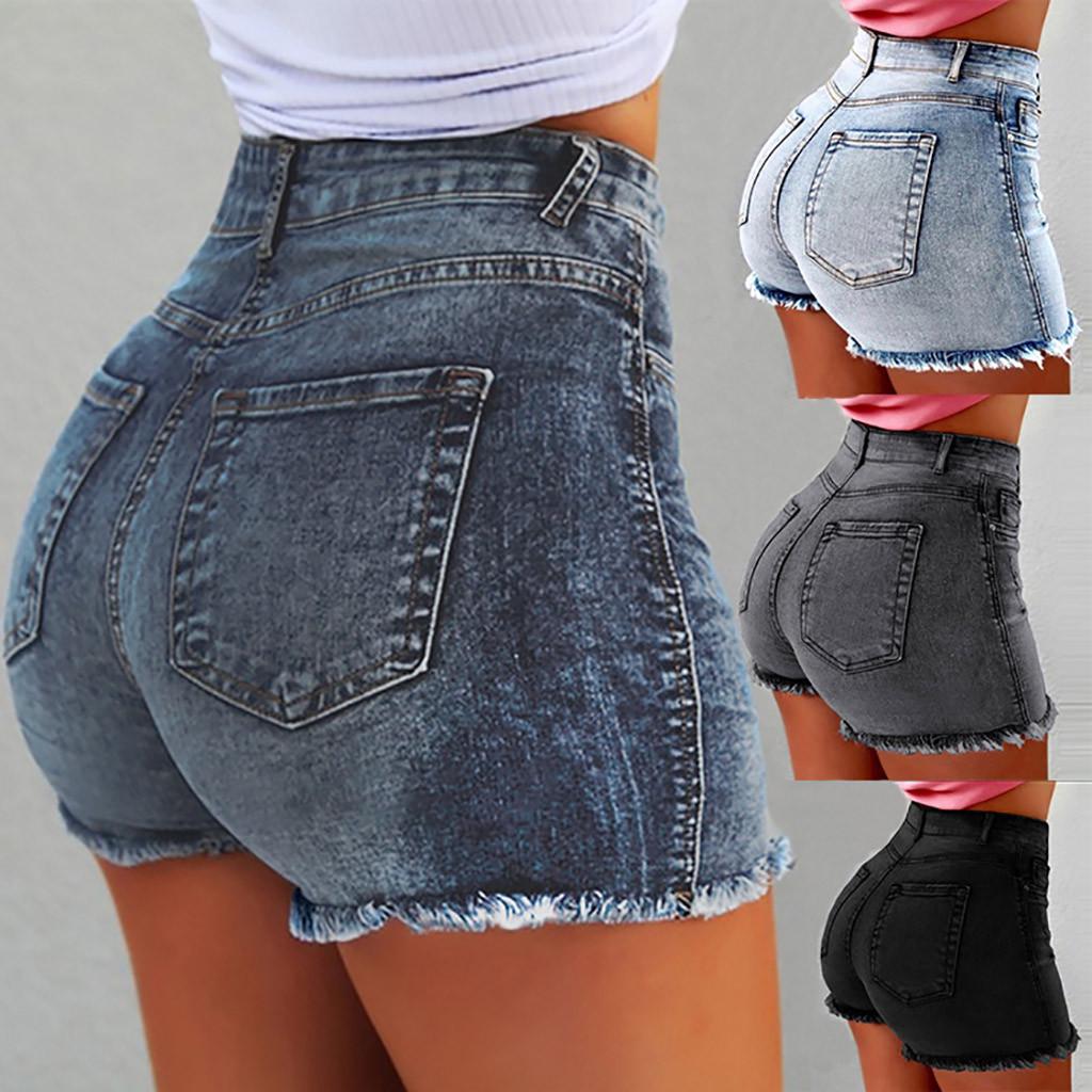 Buy Women Summer Short Jeans Female Pockets Wash Denim Shorts at ...