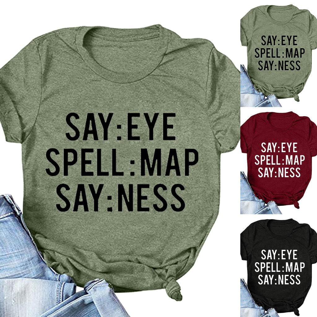 Buy [Summer Air]Tops for Women Trendy Women Casual Letter Printing ...