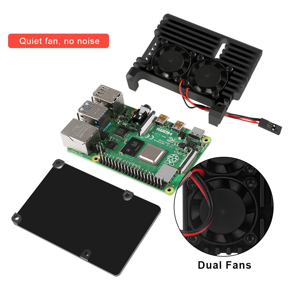 Buy Dual Fans Aluminum Alloy Case Housing with Heat Sink for Raspberry ...