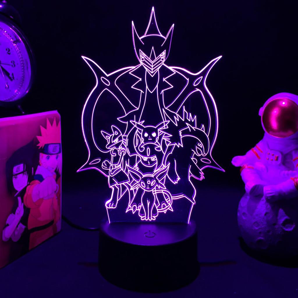 Pokemon Lucario 3D Gece Işıkları Cep Canavar Aydınlatma Anime Lamba ...