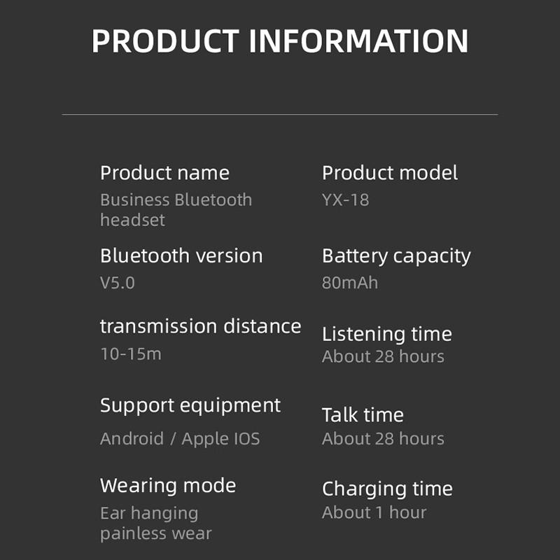 Buy YX18 New Wireless Bluetooth5.0 Headset Touch Control Business Ear Hook HD Voice Call Driving ...