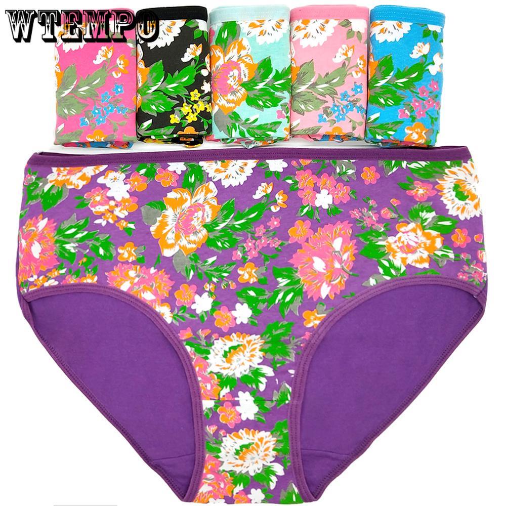 Buy 6 pcs/lot Woman Underwear Cotton Floret Printed Female Sexy Panties ...