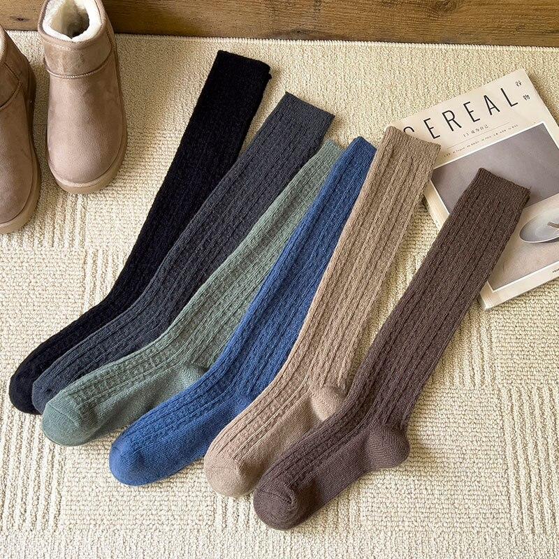 Buy Long Socks Women Stockings jk wool socksThicker Solid Warm Thigh ...