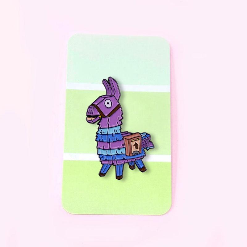 Buy F-o-rtnite Loot Llama Enamel Pin Game wood animal brooch Battle Bus ...