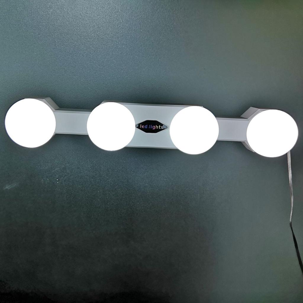4 LED Vanity Mirror Lights Kit with Stepless Dimmable Light Bulbs ...