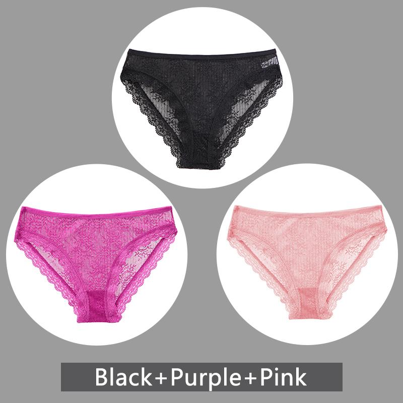 Buy 3Pcs/set Sexy Underwear Ladies Lace Underpants Female Panty ...