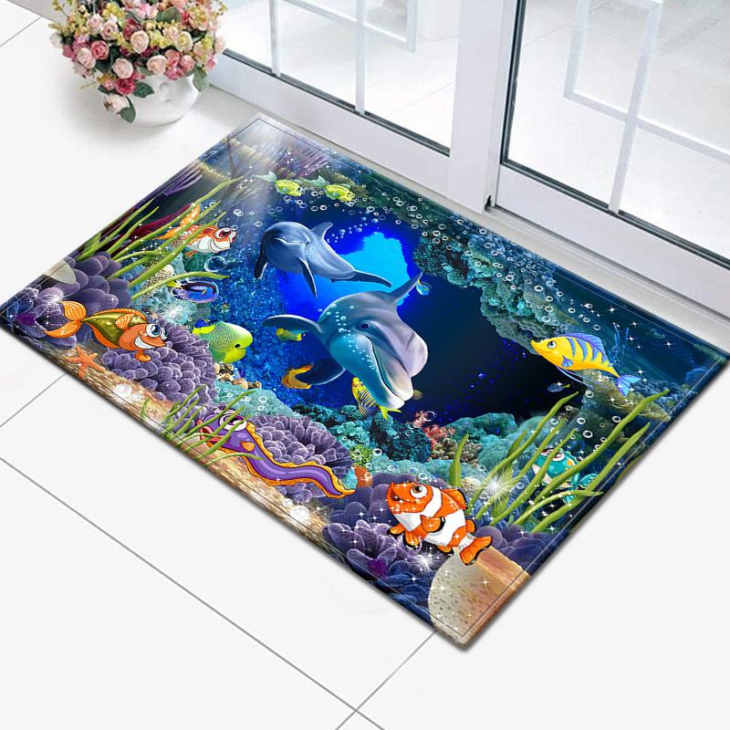 Buy Ocean Undersea Dolphin Fish Coral Area Rugs Runner Rug Red Laundry ...