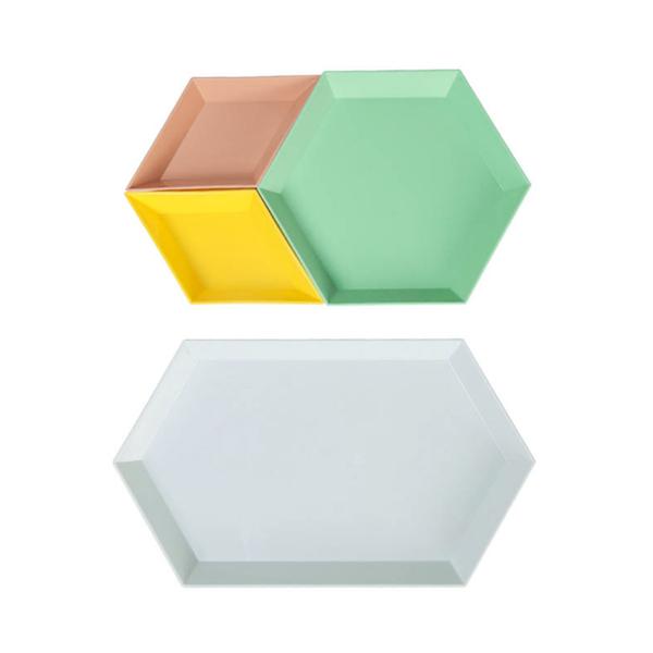Buy 1 Set Snack Plate Polygon Nordic Style 4 Section Serving Tray for ...