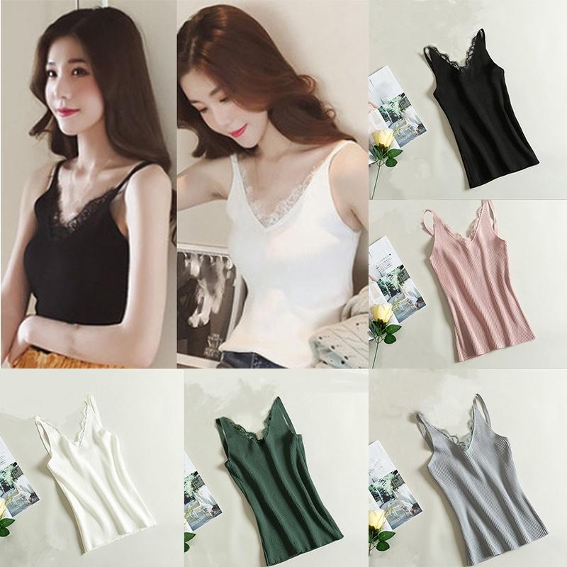 Buy Tops Lace V Neck Sling Slim Top Women Tops Vest at affordable ...