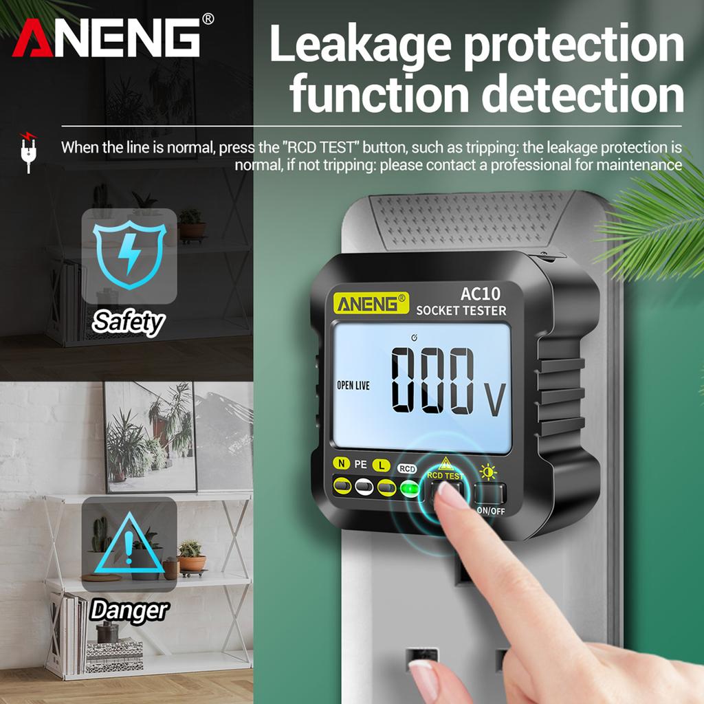 ANENG AC10 Digital Socket Tester Household Plug Detector Polarity Phase ...
