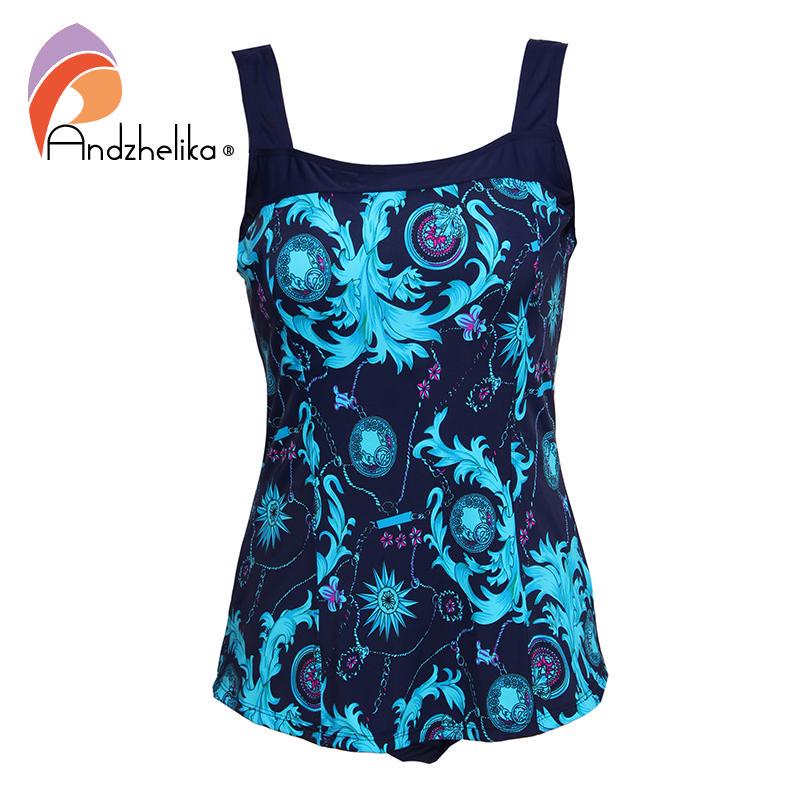 Buy Andzhelika Women One Pieces Swimsuit Plus Size Swimwear Print ...