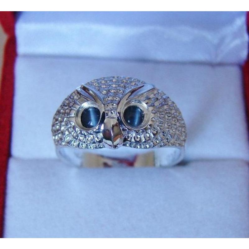 Buy Alloy Cute Blue Like Moon Personality Owl Head Ring Ring at ...