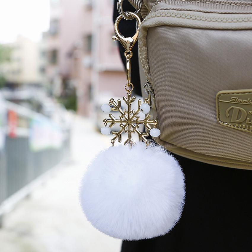 Satın alın Key Chains Fluffy Keychain Rabbit Ear Fur Ball Chrismas ...