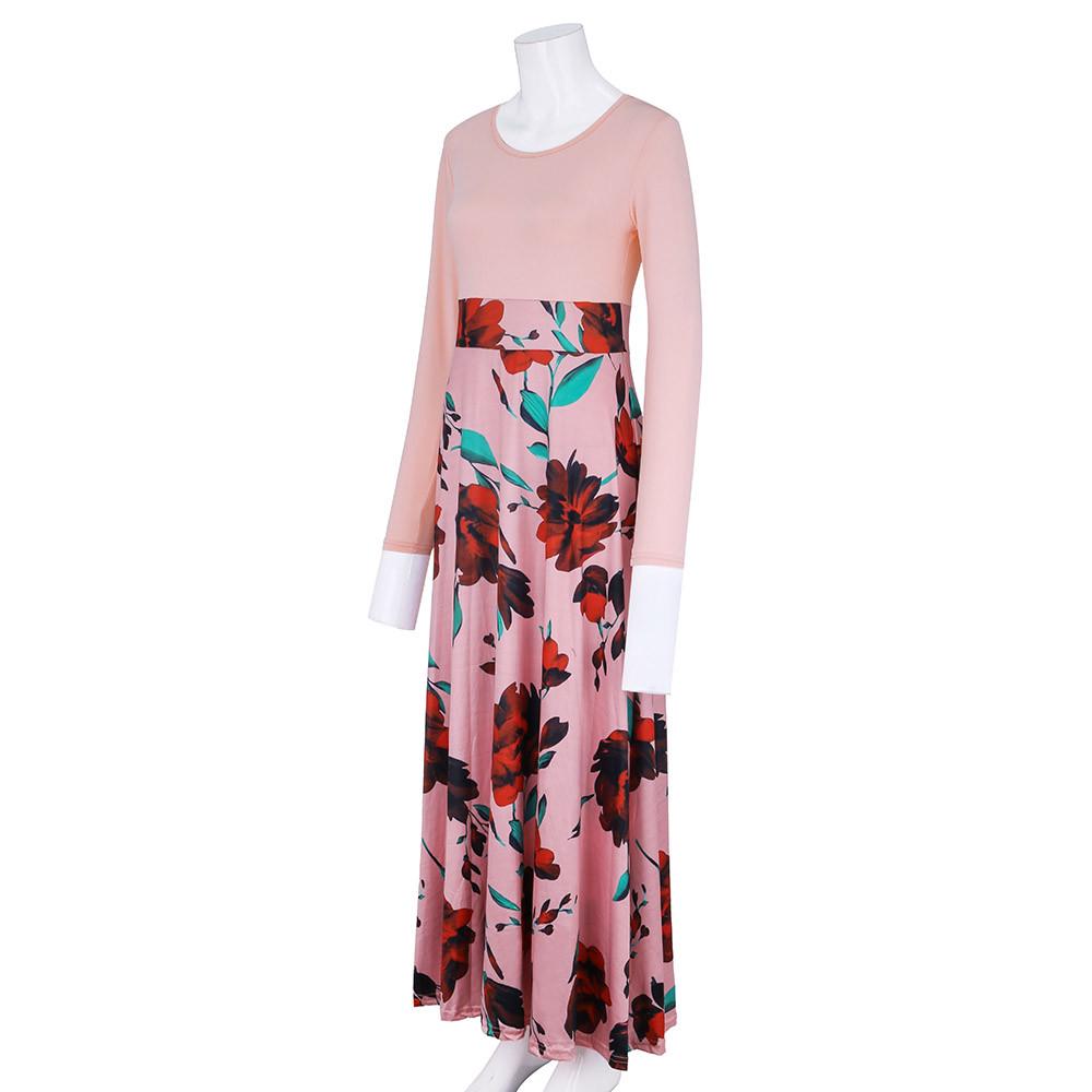 Buy Burger Fashion Women Long Sleeve Floral Boho Print Long Maxi Dress ...
