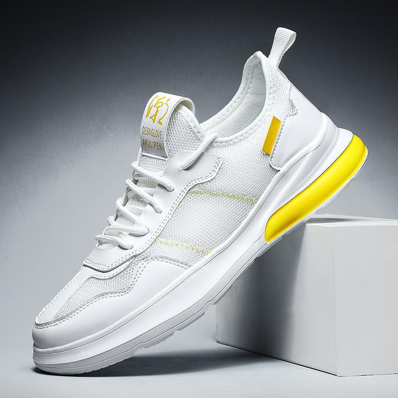 Buy Men Vulcanize Shoes White Sneakers Men Black Shoes Outdoor Walking ...