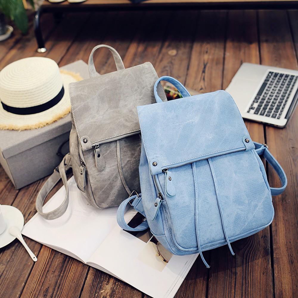 Women Soft Leather Casual Small Packet Preppy Style Rucksacks Backpacks ...