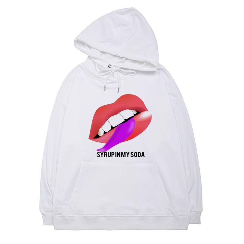 Buy Autumn Lean Shirt Print Unisex White Hoodies Drawstring Pocket ...