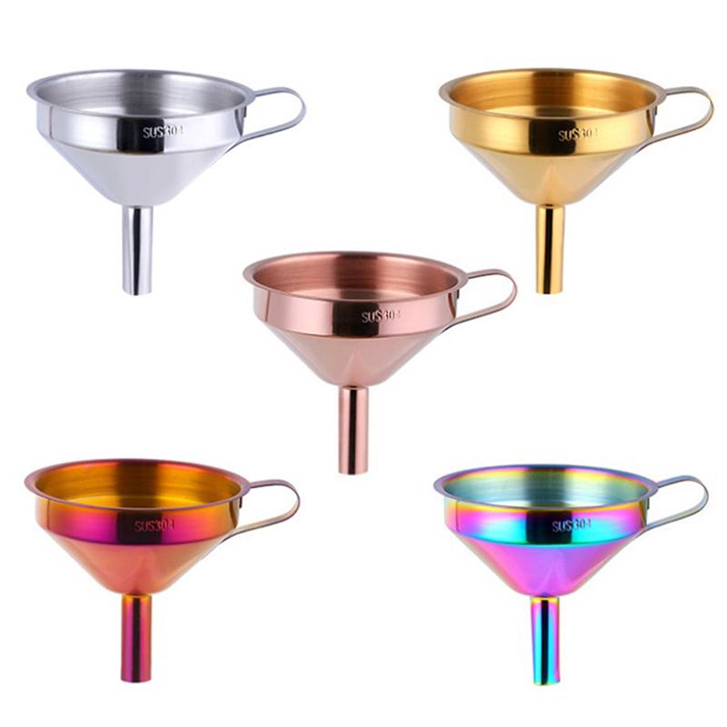 Cheap 1Pc Stainless Steel Gold Funnel Kitchen Oil Liquid Metal Funnel ...