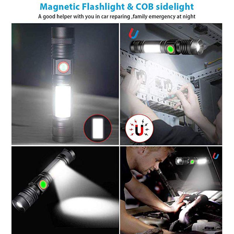 Buy Rechargeable Flashlight Magnetic Flashlight with COB sidelight ...