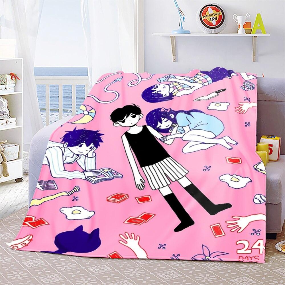 Cheap Omori Game Throw Blanket Omori Cat Cartoon Friends Funny Flannel ...
