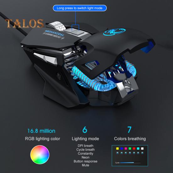Talos IMICE T96 USB Wired Mouse Magnetic with RGB Colorful Light 7-Key ...