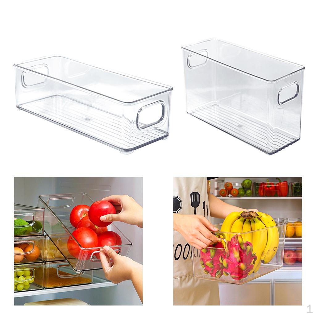 Buy 2x Clear Cabinet Fridge Freezer Food Storage Box Organizer Bins ...