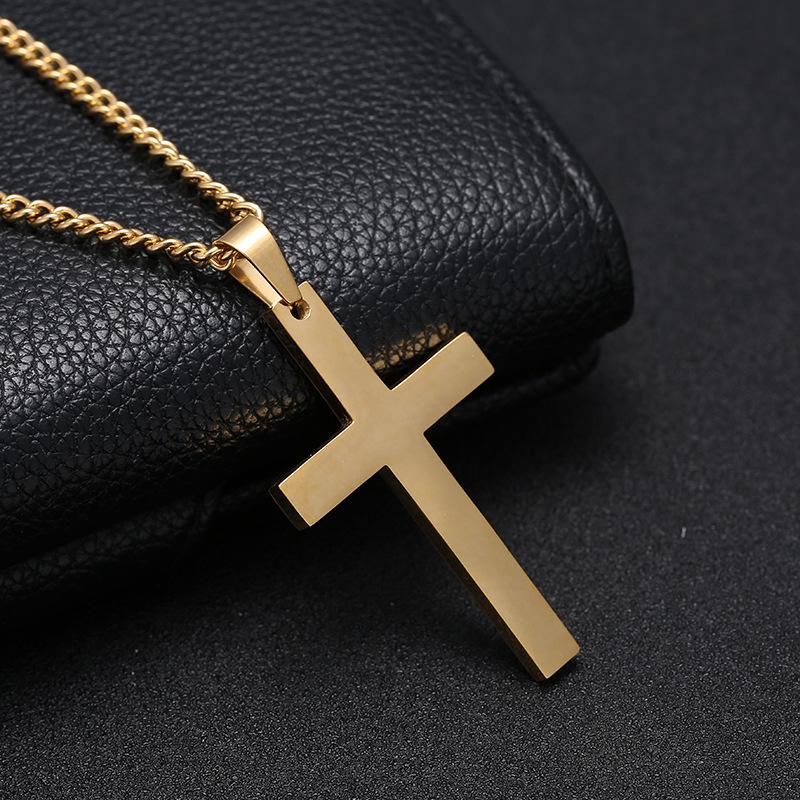 Buy Classic Titanium Steel Cross Pendant Necklace Unisex Simple Retro ...