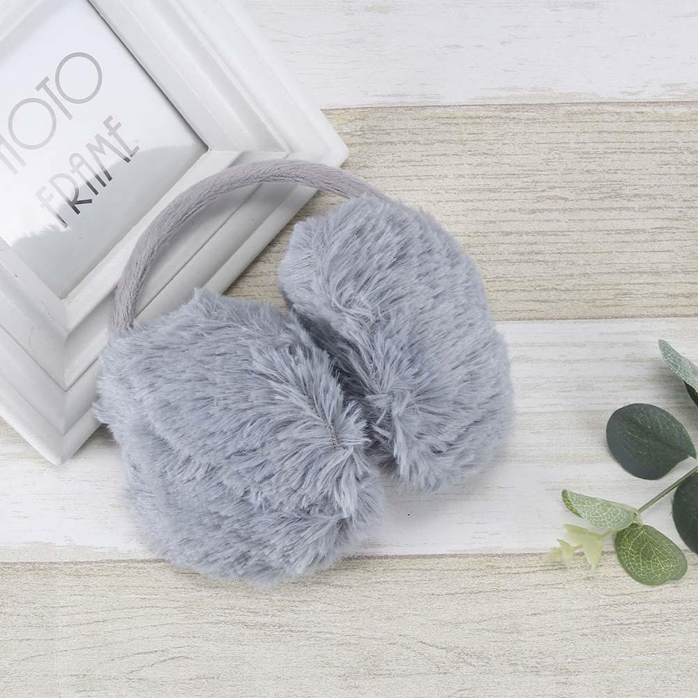 Women Girls Men Earmuff Solid Color Round Plush Durable Warm Antifreeze ...