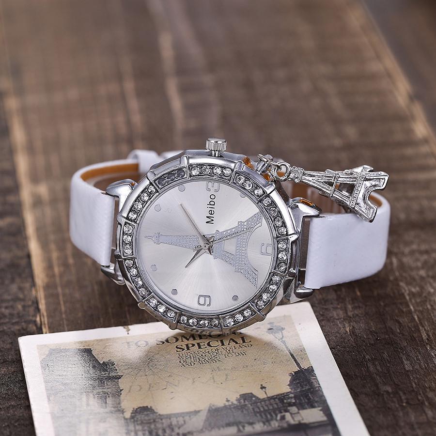 Buy MEIBO Women Quartz Wrist The Eiffel Tower Wristwatch Rhinestone ...