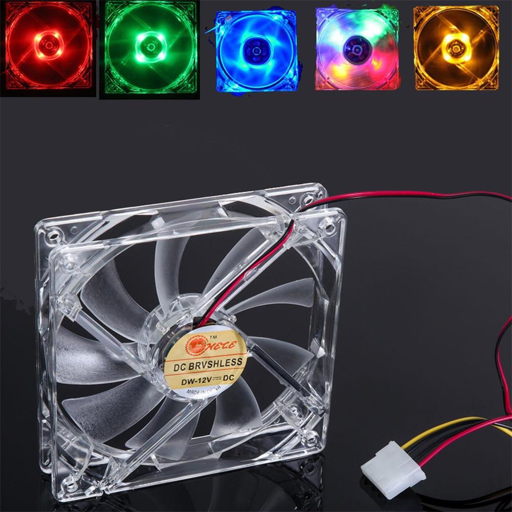 Buy 4 Pin 120mm PC Computer Clear Case Quad 4-LED Light 9-Blade CPU ...